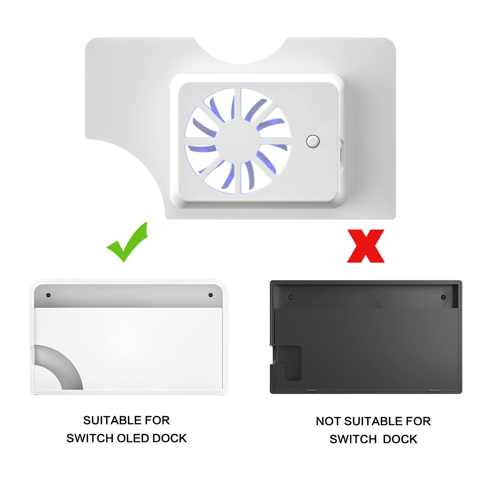 ECHZOVE Switch OLED Dock Fan, Cooling Fan for Nintendo Switch OLED, USB Powered - White