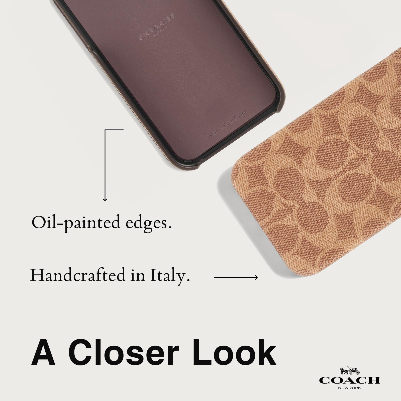 Coach Signature Canvas Slim Wrap iPhone 15 Plus Case, Compatible with Wireless Charging - Signature Tan