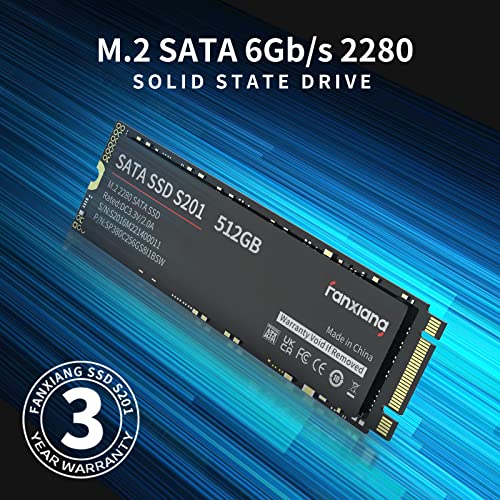 fanxiang S201 512GB M.2 SSD 2280 SATA III 6Gb/s Internal Solid State Drive, SLC Cache for Speed Boost, Read Speed up to 550MB/sec, Compatible with Laptop and PC Desktops(Black)