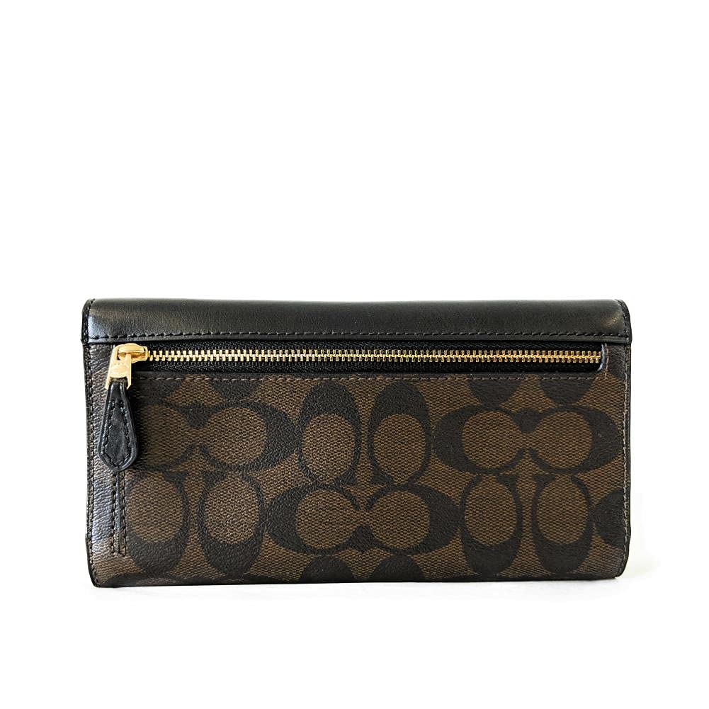 COACH TRIFOLD WALLET IN SIGNATURE CANVAS (COACH F88024) IM/BROWN/BLACK