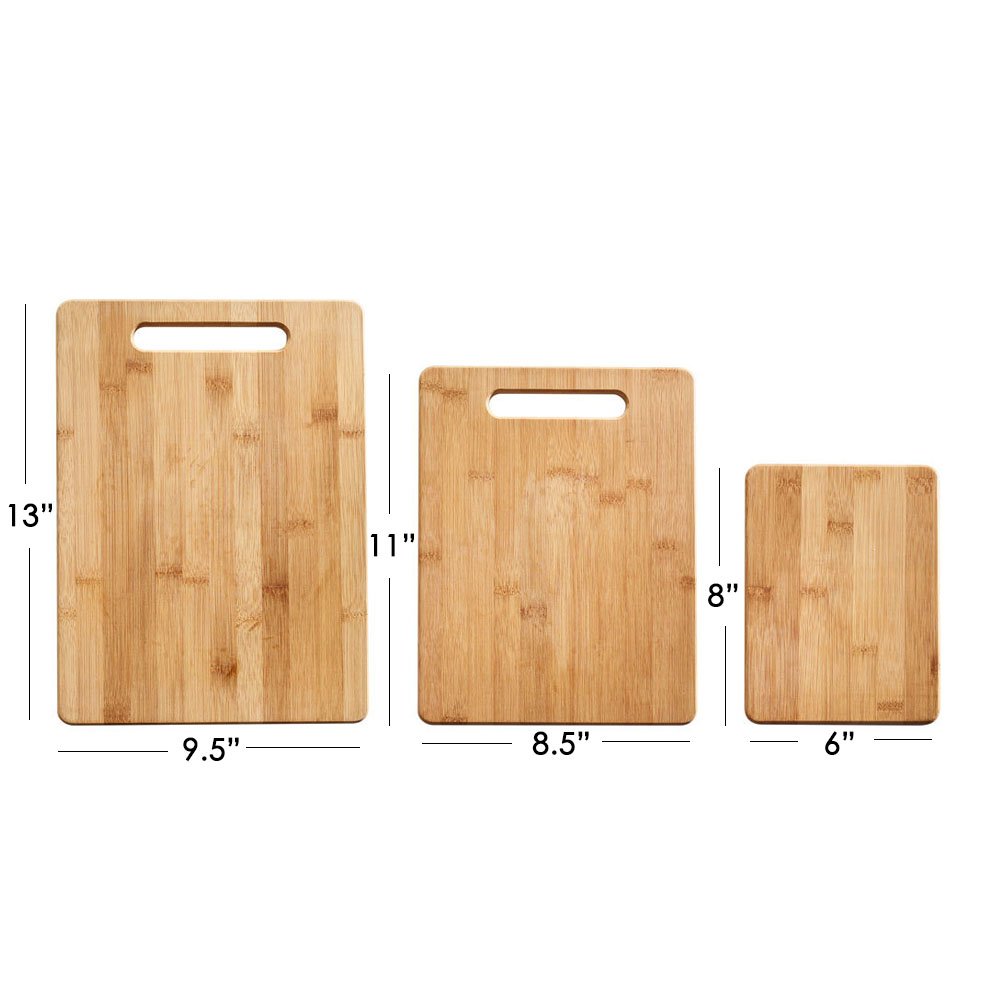 Farberware Stamped 15-Piece High-Carbon Stainless Steel Knife Block Set, Steak Knives & 3-Piece Bamboo Cutting Board, Set of 3 Assorted Sizes, Brown