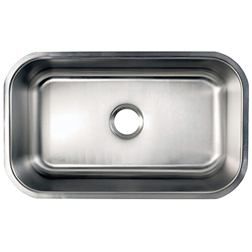 Kingston Brass Gourmetier GKUS3018 Undermount Single Bowl Kitchen Sink 30-Inch-Length by 18-Inch-Width by 10-Inch-Depth, 18 Gauge, Brushed Stainless Steel
