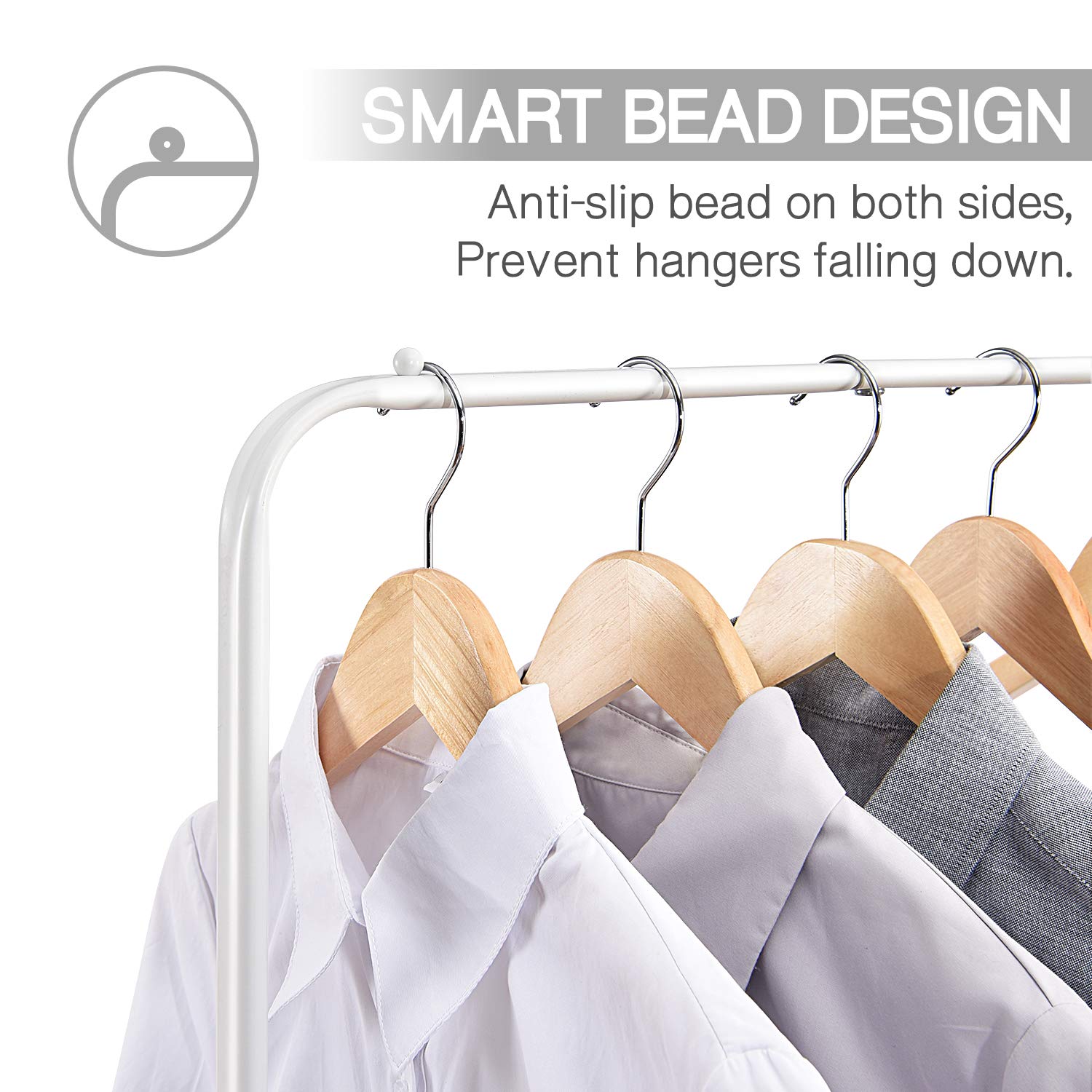 KINGRACK 2-in 1 Garment Rack, Clothing Rack with 2 Tier Metal Basket, Rolling Storage Cart Clothes Organizer Coat Rack Storage Stand on Wheels for Home Bedroom Laundry Small Place Entryway, White