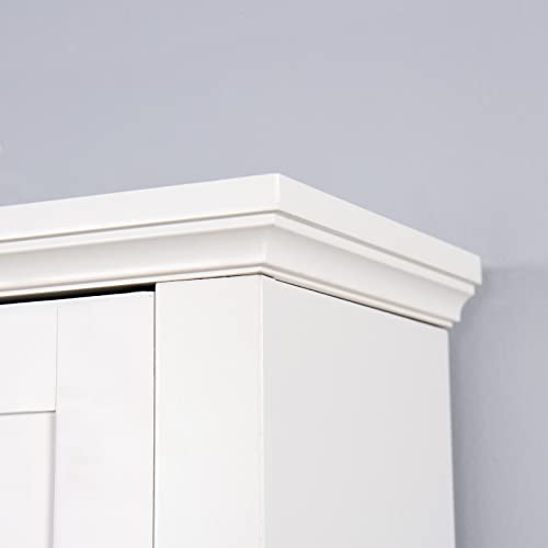Hcman 67.32" H Over The Toilet Storage Cabinet, Double Door Bathroom Cabinet Organizer Shelf Over Toilet, Toilet Rack with Inner Adjustable Shelf and Open Shelf, White