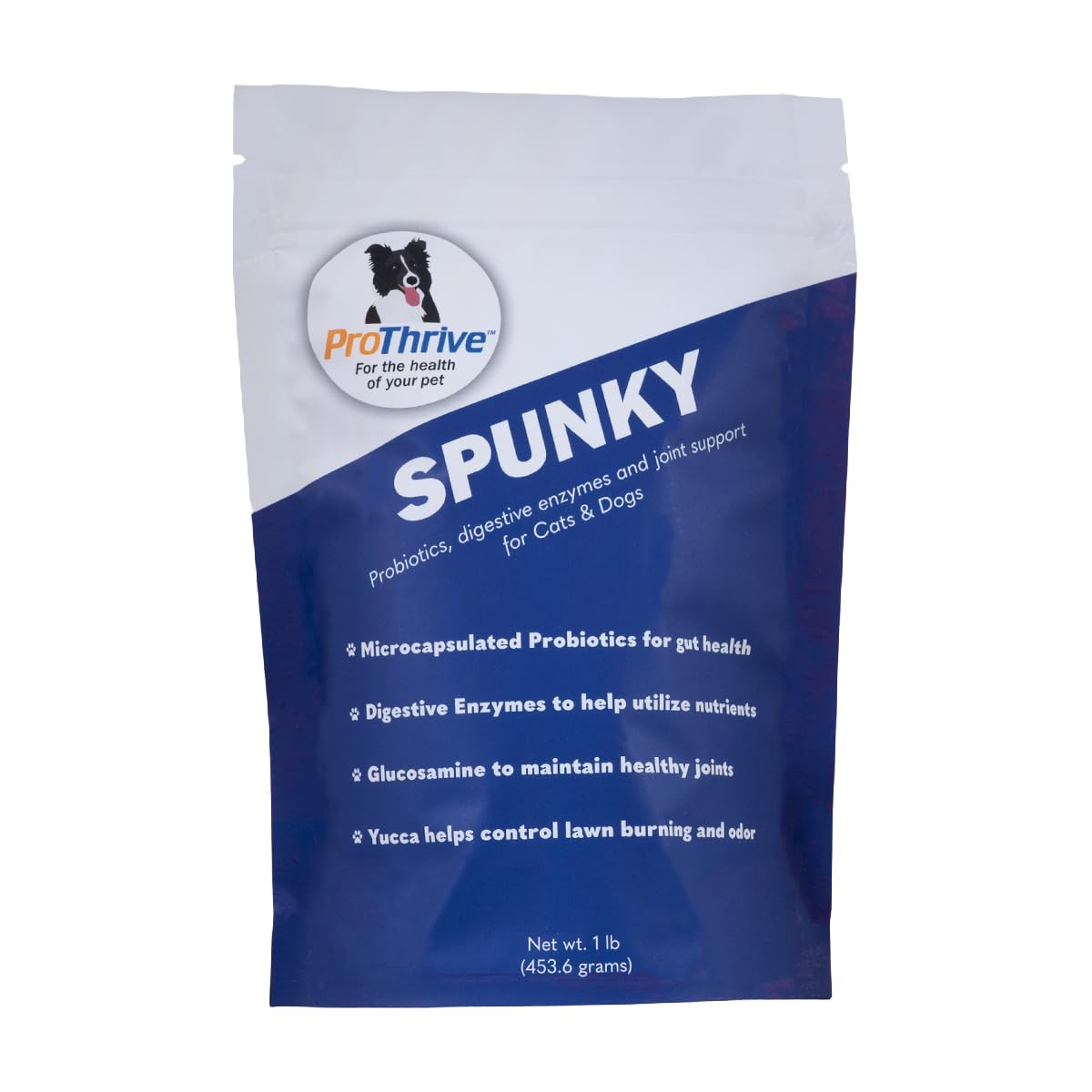 PROTHRIVE Spunky Digestive Supplement - Probiotics, Digestive Enzymes, Joint Support for Cats and Dogs | Gut Health | Pet Probiotics for Dogs and Cats - 1lb