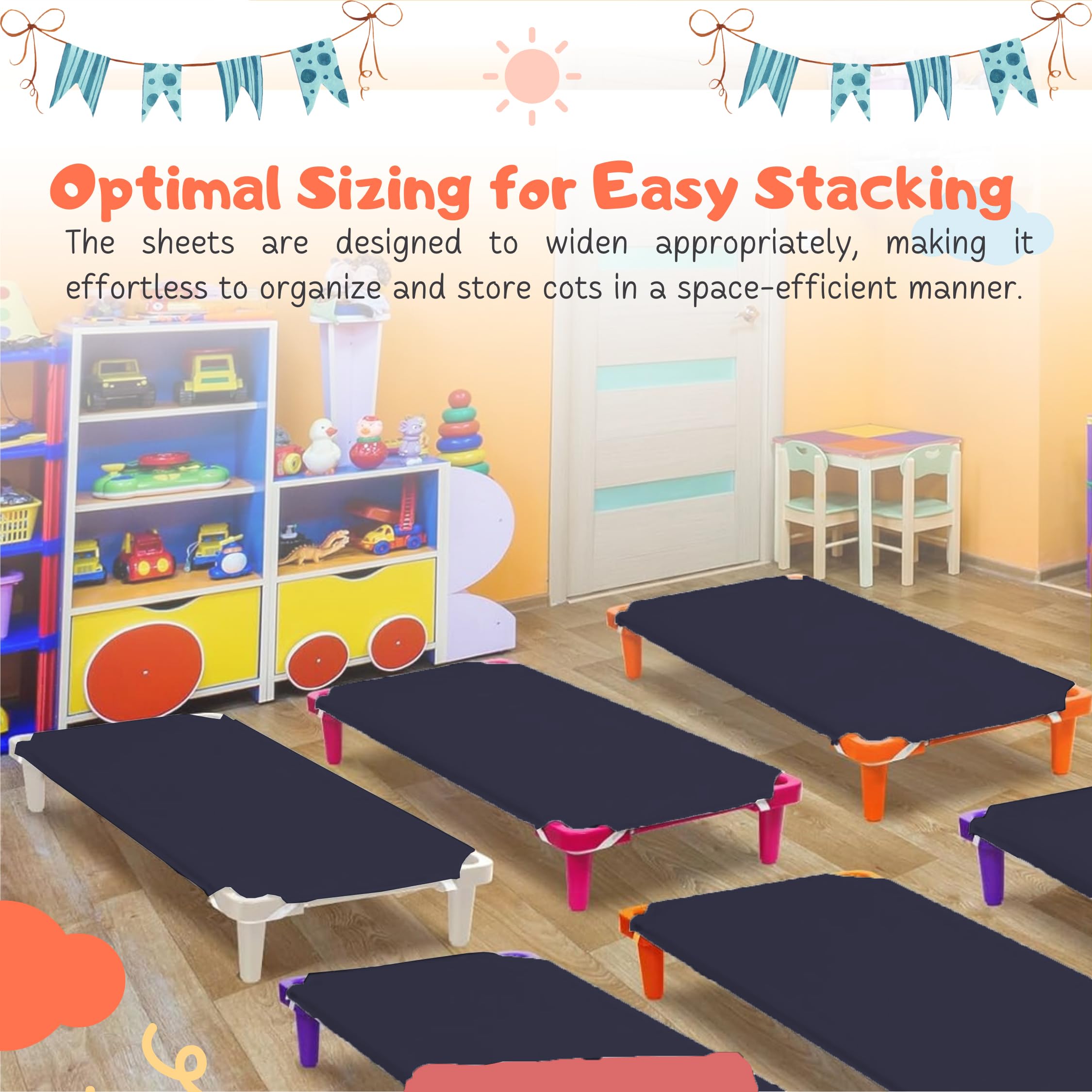 Lukeville Luxury Linen Cot Sheets for Daycare, Pre-School/Standard Size Daycare Cot Sheet 22" x 40" - Sleeping Cot Sheets - Breathable Microfiber Toddler Cot Bed Cover Sheet - (Pack of 6, Navy Blue)