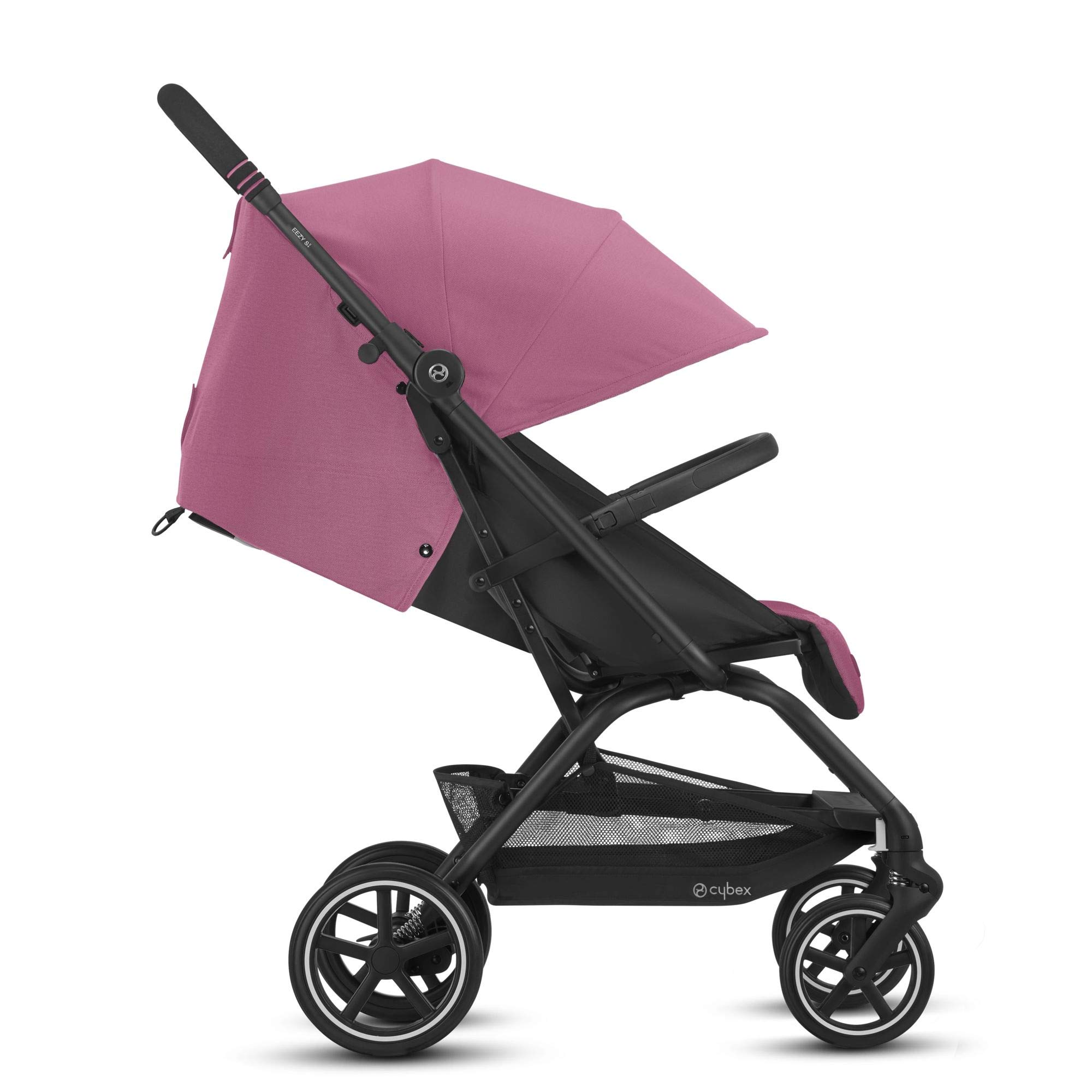 CYBEX Eezy S + 2 Stroller, Lightweight Travel Stroller, Compatible with All CYBEX Infant Car Seats, Compact Fold, Stands for Storage, All-Terrain Wheels, Baby Stroller for 6 Months+, Magnolia Pink