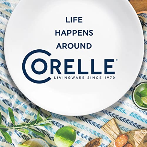 Corelle Vitrelle 8-Piece Salad Plates Set, Triple Layer Glass and Chip Resistant, Lightweight Round 8-1/2-Inch Plates, Classic Café Blue