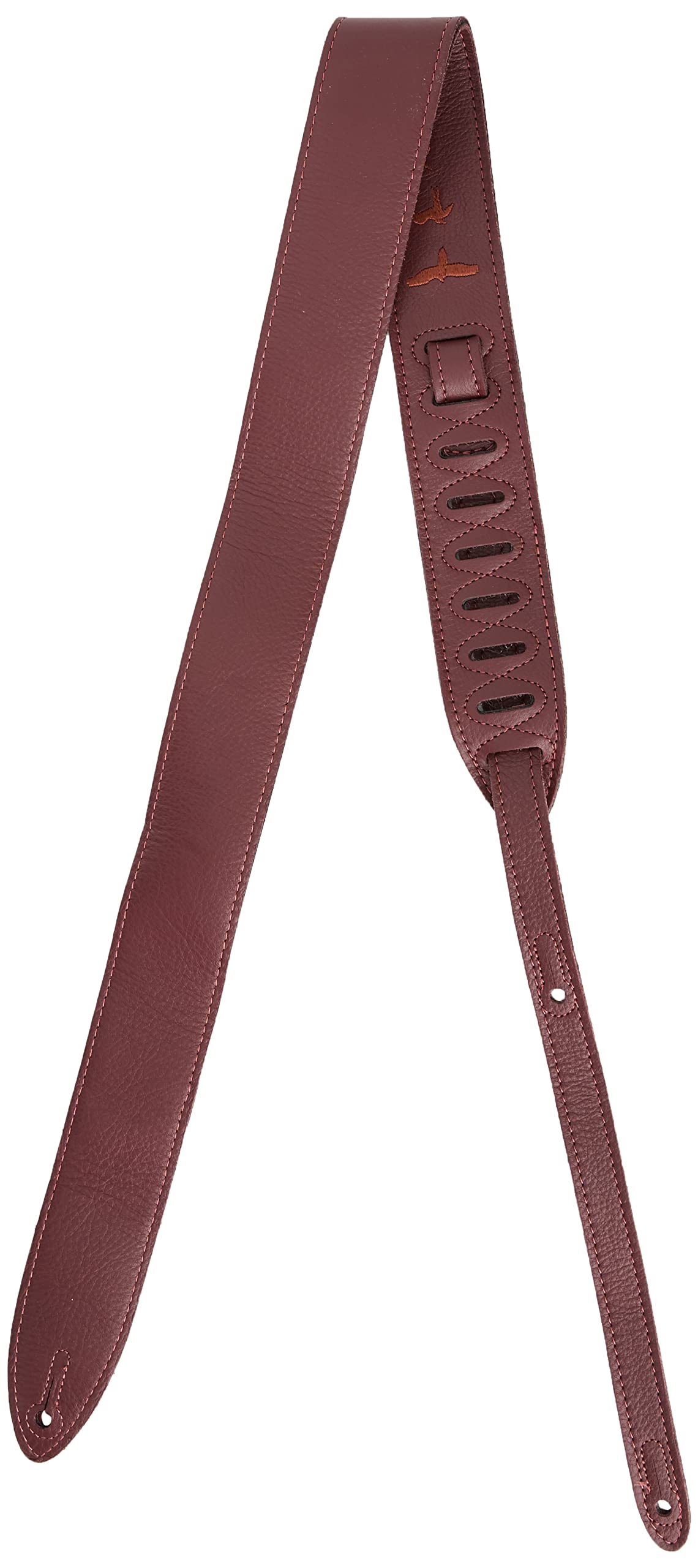 PRS Guitars Premium Leather 2" Strap Embroidered Birds, Burgundy (ACC-3167)