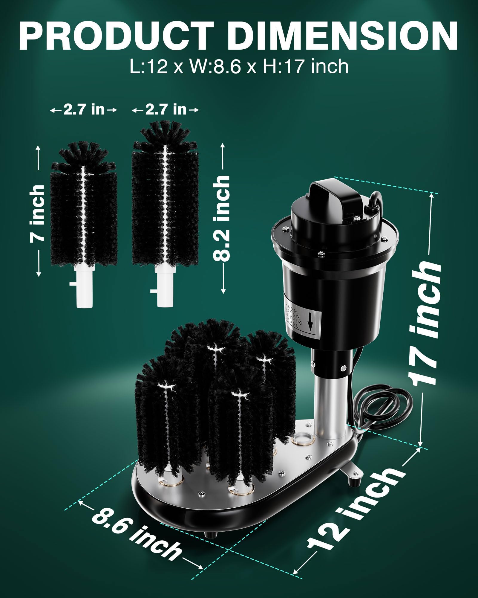 WantJoin Electric Commercial Glass Washer,Winery Wine Glass Cleaning Machine,5 Cleaning Brush Washers Glass,Perfect for Bars and Cafes
