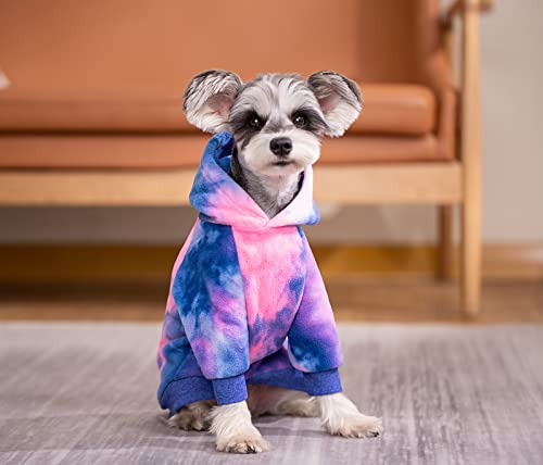 HDKUW Dog Hoodie Sweaters, Dog Winter Clothes, Pet Hooded Sweatershirt Pullover, Dog Outfit Coat Apparel for Small Medium Large Dogs Pink Blue XL