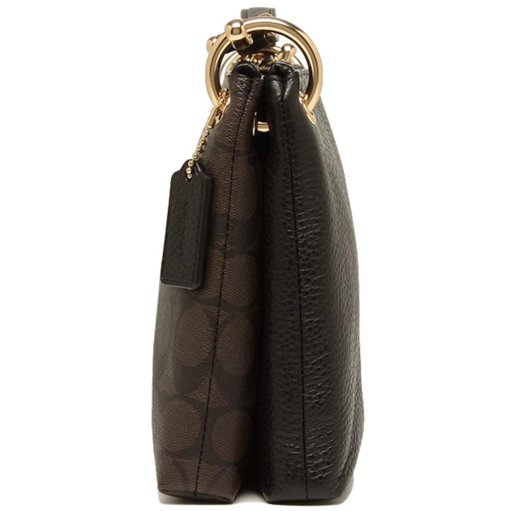 COACH WOMENS MIA CROSSBODY IN SIGNATURE CANVAS F76646 (Brown-Black-Gold), Medium