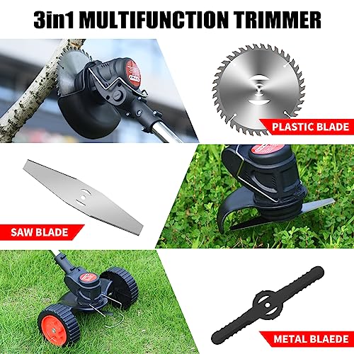 Octrace Electric Weed Wacker, Battery Powered Weed Eater with 1Pc 21V 2.0Ah Battery and Charger,Lightweight 3 in 1 Cordless Trimmer/Edger/Lawn for Garden,Yard(Black)