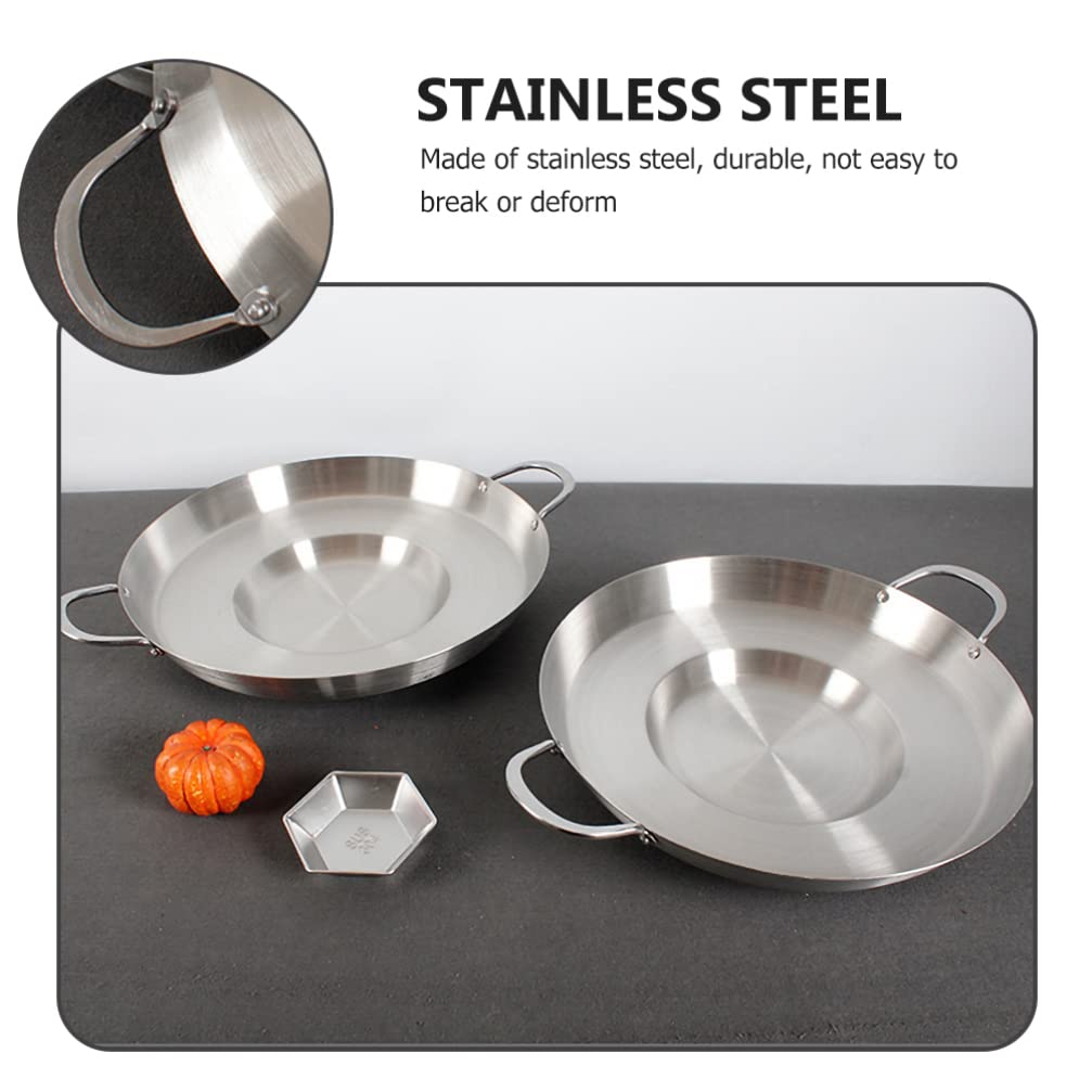 DOITOOL Flat Frying Pan Stainless Steel Comal Frying Bowl Comal Convex Cookware Stir Fry Pan Outdoors Heavy Duty Acero （ 38cm ） Mexican Discada Pan