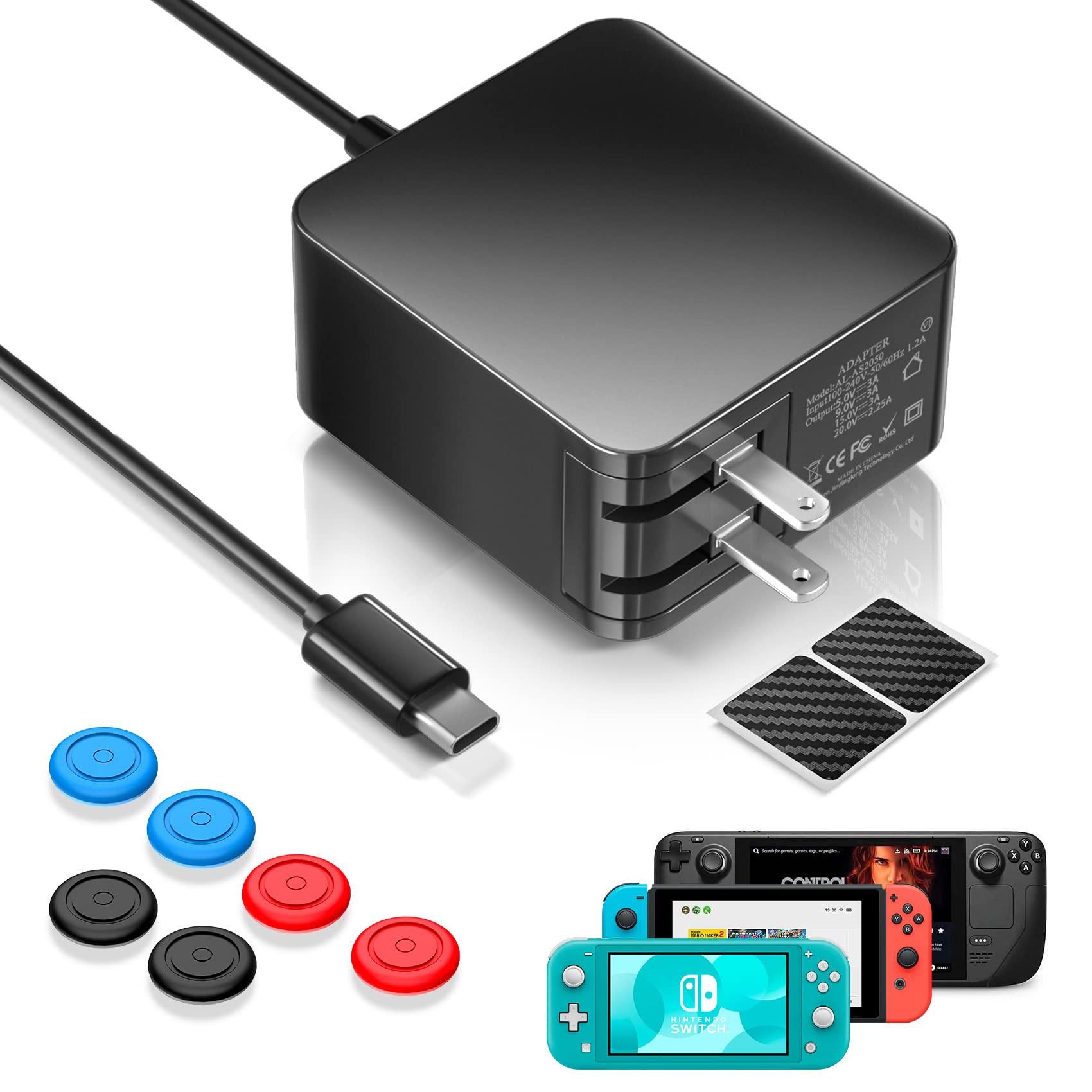 Fast Charger for Steam Deck, AOJAKI 45W PD Foldable Power Adapter with4.9ft USB C Charging Cable Cord,Accessories for Steam Deck TV Dock Console/Nintendo Switch/PS5 Controller/Phone/Tablet/Laptop