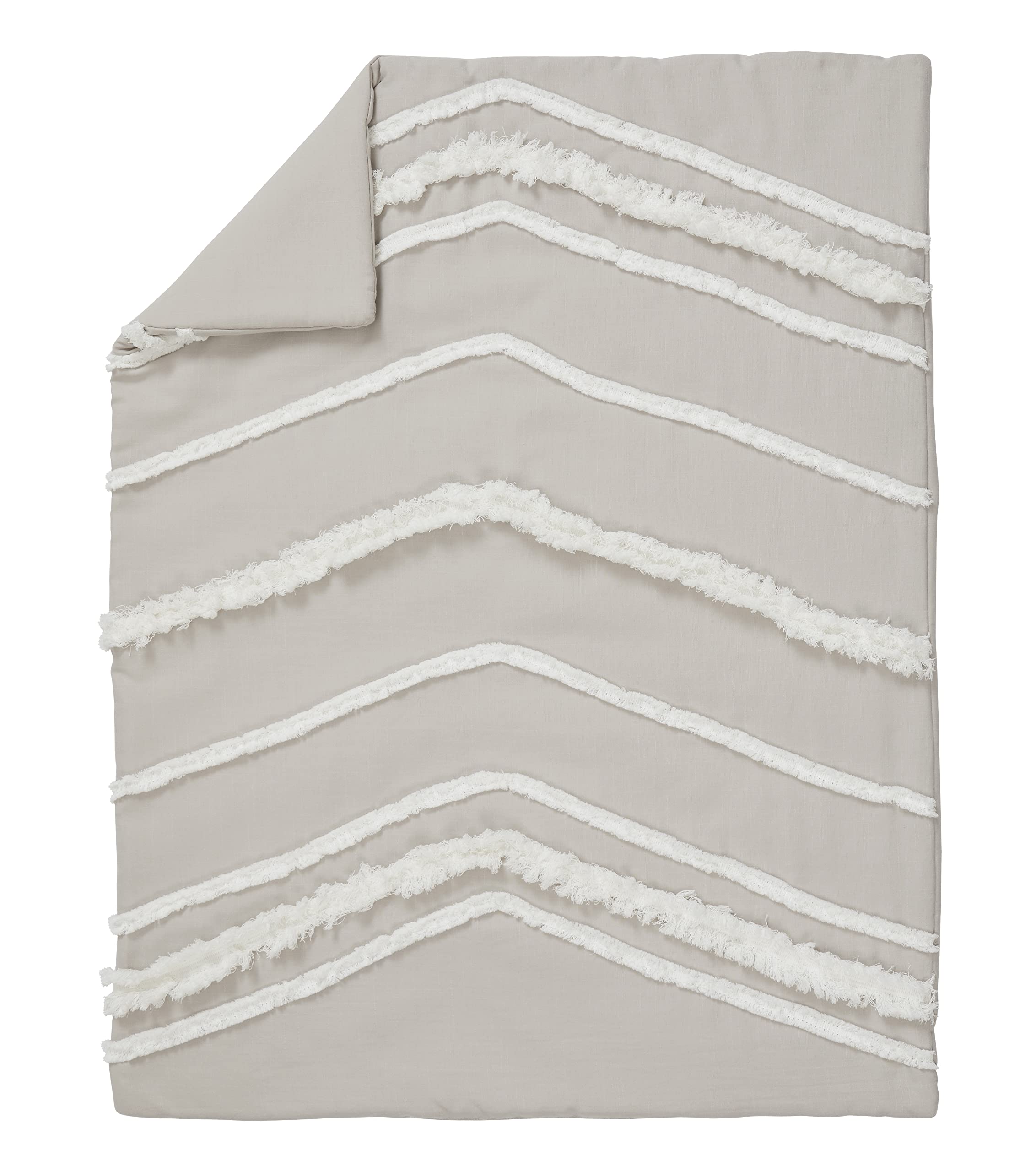 Sweet Jojo Designs Boho Bohemian Baby Boy Girl Nursery Crib Bedding Set - 4 pcs - Solid Taupe Beige Ivory Cream Off White Linen Farmhouse Shabby Chic Designer Modern Minimalist Tufted Tassel Macrame