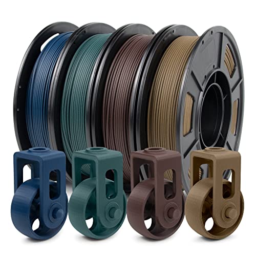iSANMATE 3D Printer Filament, Colorful Carbon Fiber Filament Bundle, PLA Filament 1.75mm Carbon Fiber Pla(Blue, Army Green, Coffee, Brown), High-Accuracy +/- 0.02 mm, 250g x 4 Spool