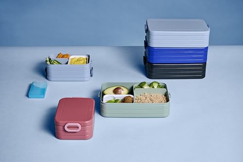 MEPAL, Bento Detachable Lunch Box Large with 2 Compartments for Food Storage and a Fork, Portable, BPA Free, Nordic Pink, Holds 1500ml|51 oz, 1 Count