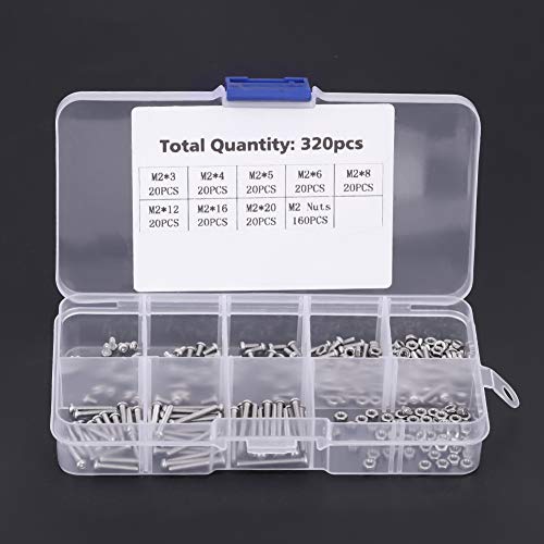Fasteners, 320pcs M2 Machine Screws Set Fasteners Reinforcement Tool For Laptop,Hard Disk,Keyboard,Phone,PC, Screws
