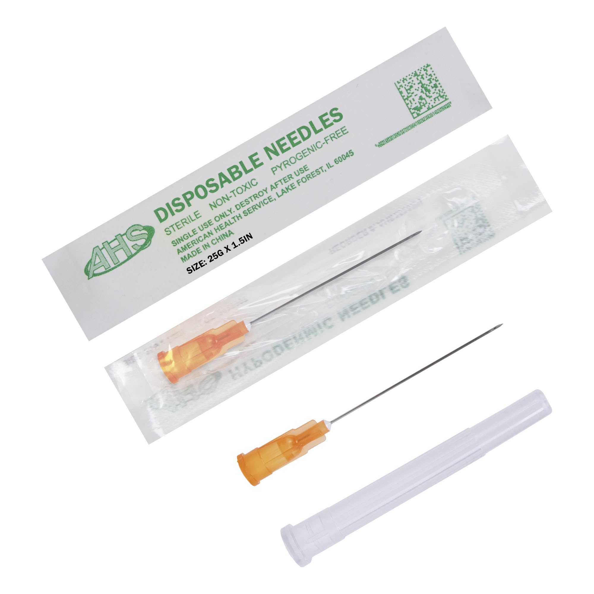 Generic 100 Pack Sterile Disposable Injection Needle with Cap for Scientific and Industrial Dispensing Needle Accessories (25G X 1.5in)