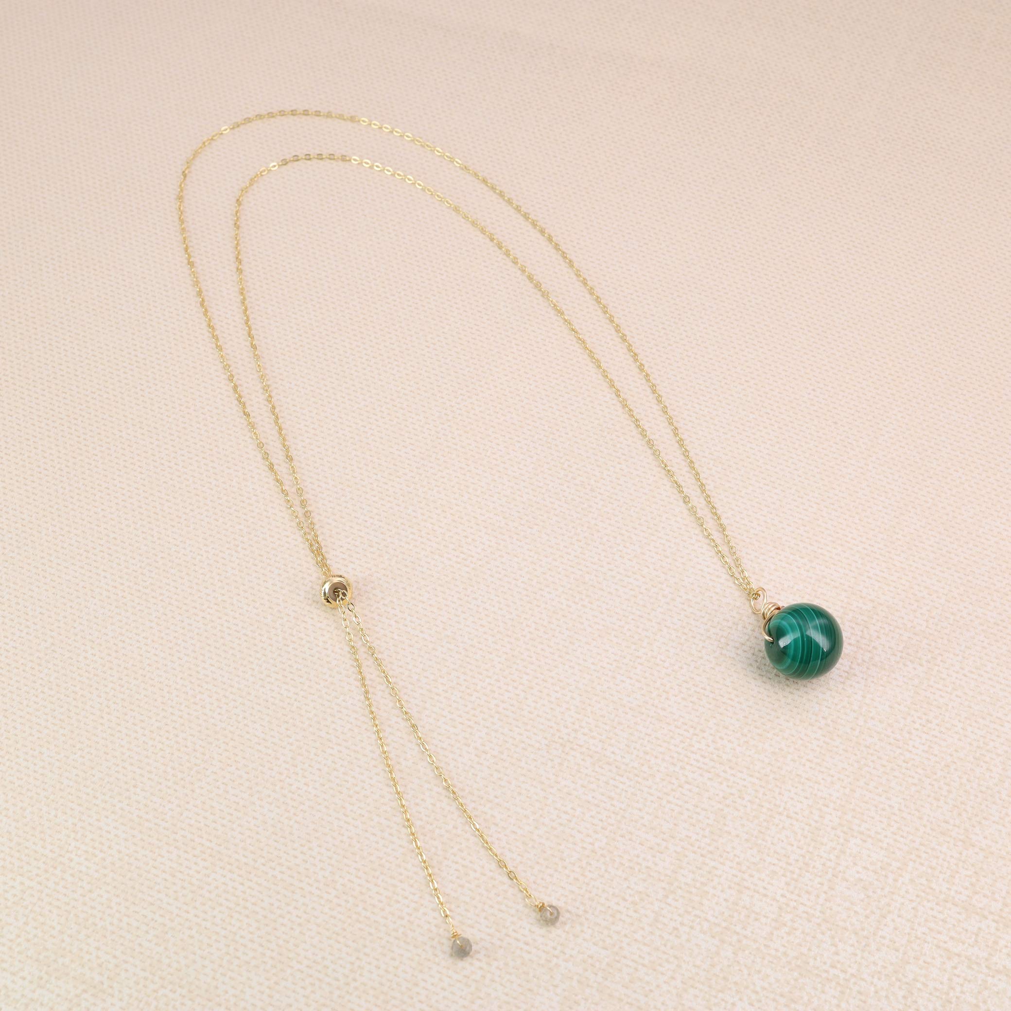 COAI 16mm Malachite Green Stone Pendant Necklace for Women