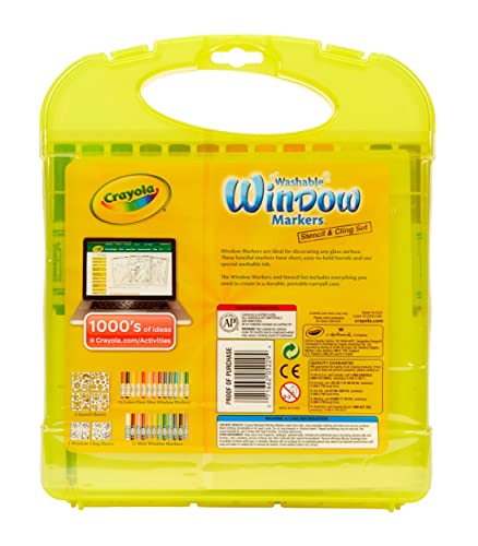 Crayola Window Markers & Stencil Set, Craft, 30+ Pieces, Gifts for Kids