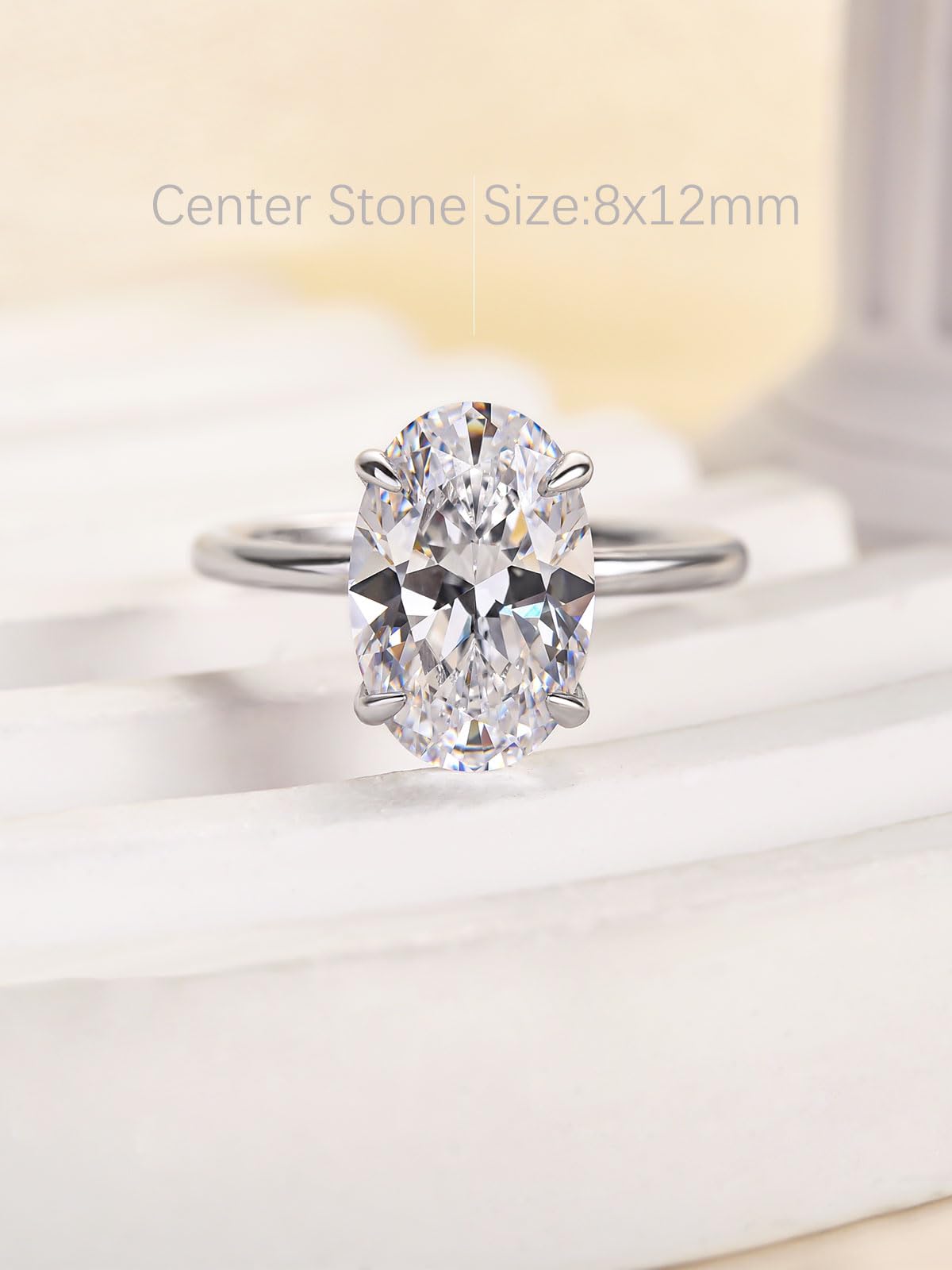 Effinny 3.5 Carat Elongated Oval Cut Engagement Ring White Gold Plated 925 Sterling Silver Simulated Diamond Promise Ring(White Gold, 13)
