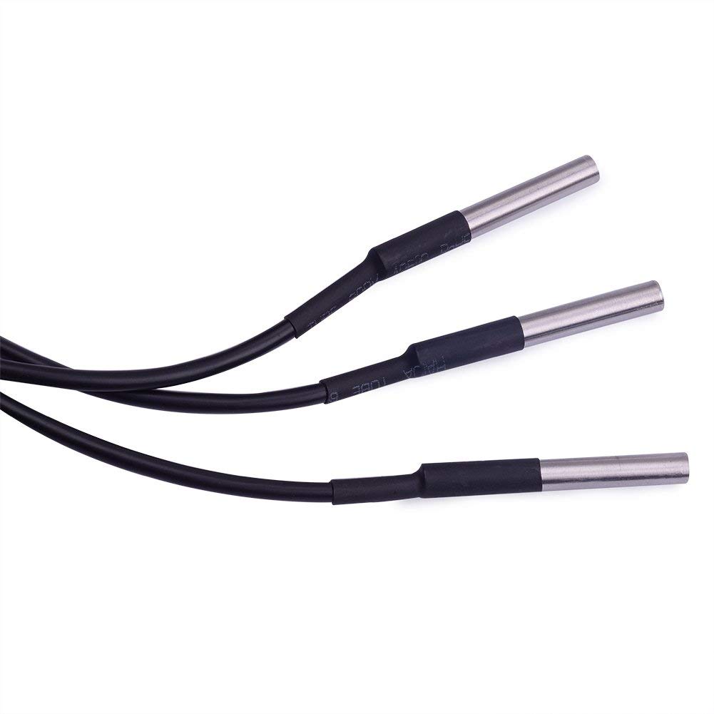 COVVY 3PCS DS18B20 Temperature Sensor Stainless Steel Probe, Accurate Reading, Measure Temperature -55°C to +125°C for Arduino