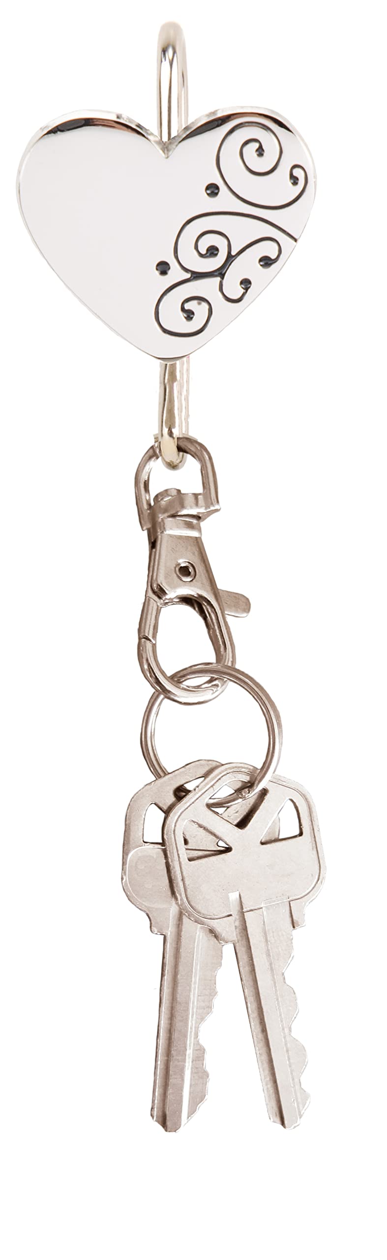 Finders Key Purse Original, Patented Keychain Purse Hook, Key Holder with Clasp and Cute, Trendy Charm (Scroll Heart)