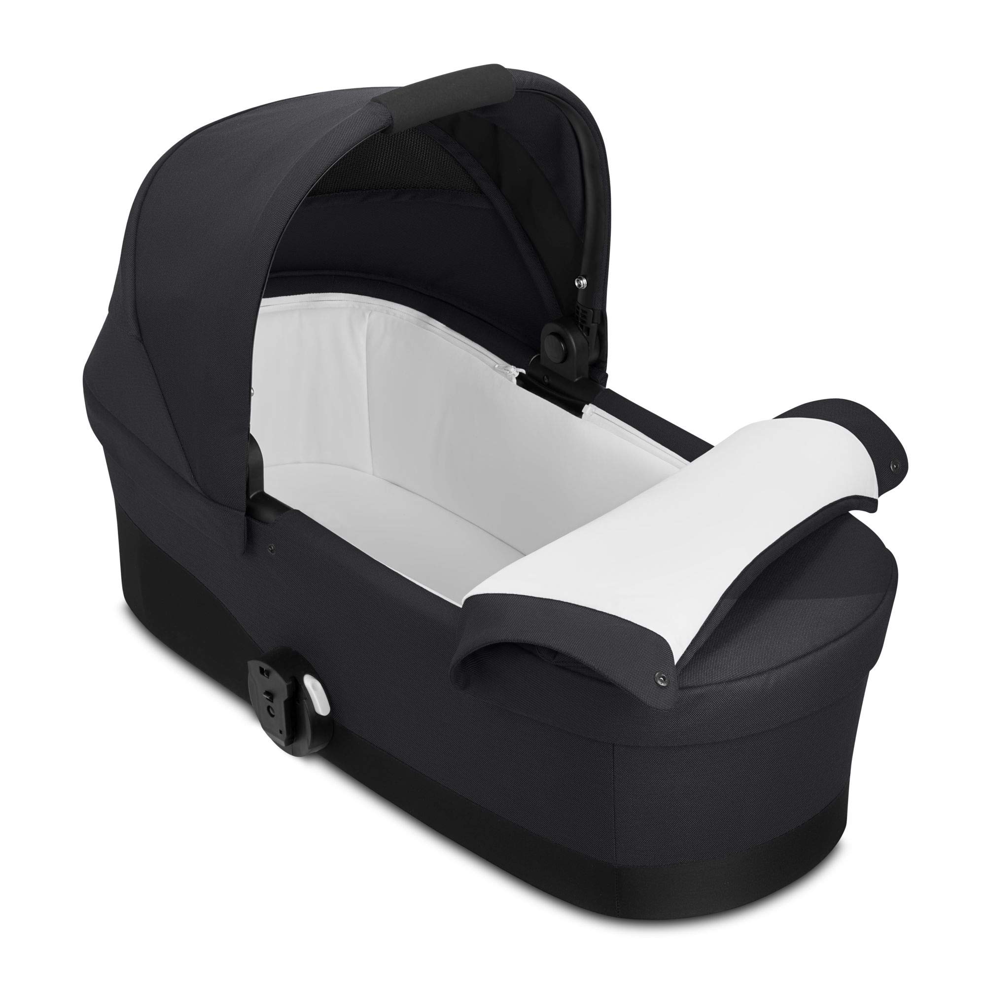 CYBEX Cot S, Baby Travel Bassinet, Easy Carry Handle & Memory Buttons, Spacious Baby Cot, Soft Interior Cushion, UPF 50+ Sun Canopy, Compatible with Select CYBEX strollers, Deep Black