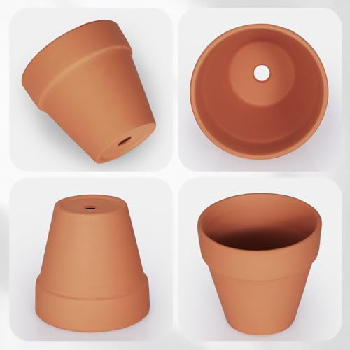 FCFKUK 4 inch Terracotta Clay Pots, 27 Pack Clay Flower Pots with Drainage, Great for Plants, DIY, Crafts, Wedding