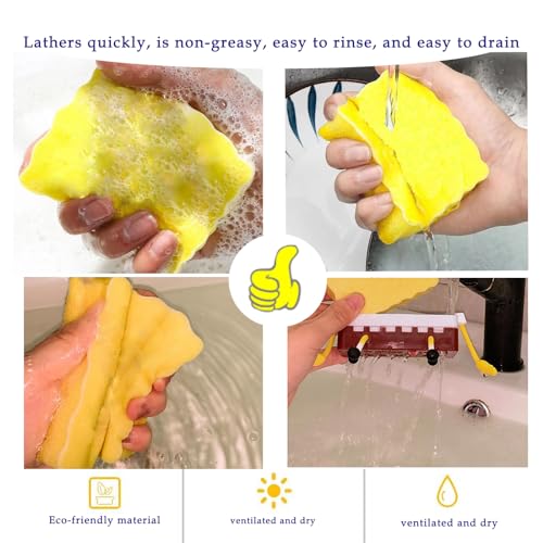 Cute Sponge Holder for Kitchen Sink, Kitchen Sponge Holder for Sink, Reusable Cleaning Sink Sponge with 4pc Sponge