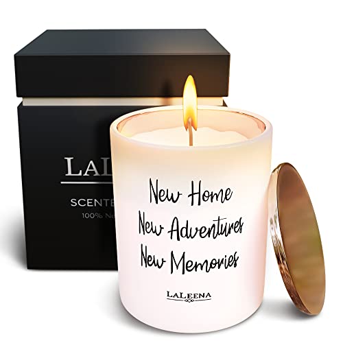 Scented Soy House Warming Candle – Glass Jar Candle Gift with 100% Organic Soy Wax & Fragrance Oil – New Home Decor for Women, Men, Couples, Meditation, Yoga, & More by LaLeena, 14 Oz., Jasmine Scent