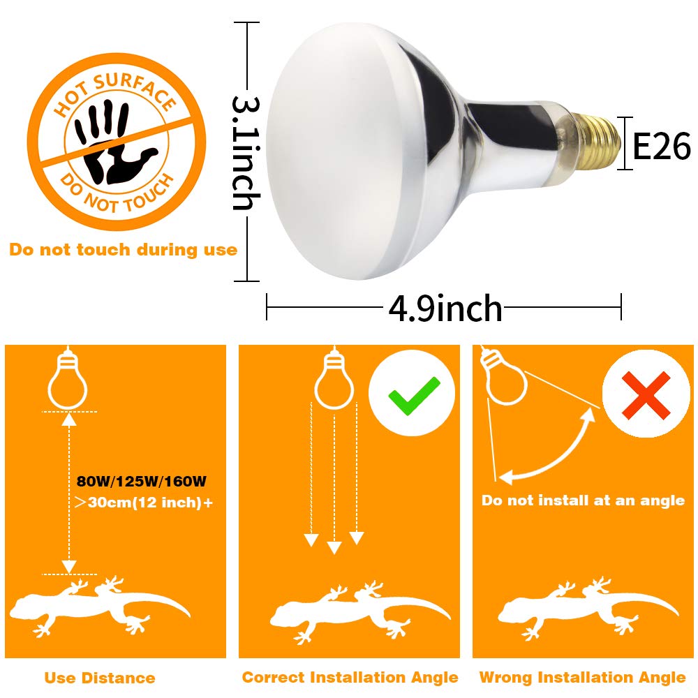 LUCKY HERP 80 Watt UVA+UVB Vapor Heat Lamp Bulb, High Intensity Self-Ballasted Heat Basking Lamp/Bulb/Light for Reptile and Amphibian, Sun Lamp for Bearded Dragon Lizard Turtle