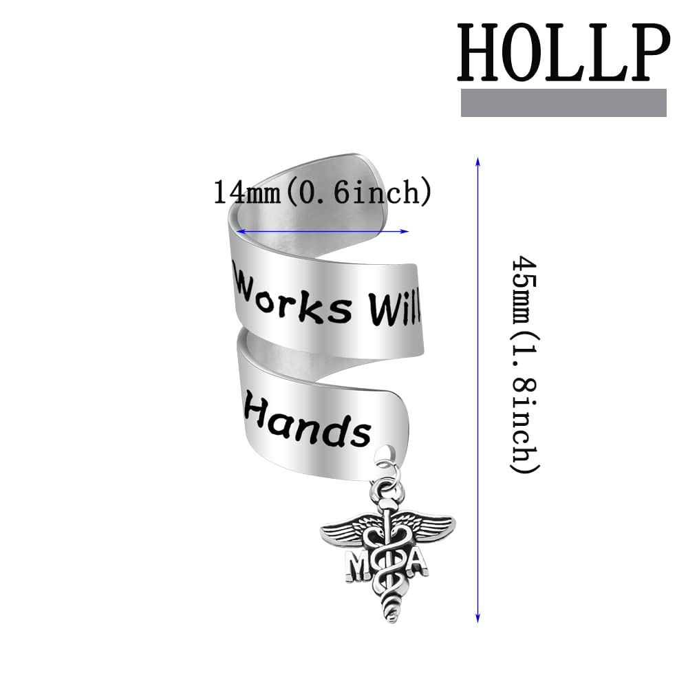 HOLLP Medical Assistant Gift Therapy Jewelry She Works Willingly Stethoscope ID for Healthcare Worker (MA)
