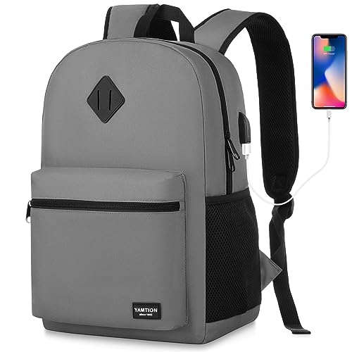 School Backpack,Unisex Classic Bookbag Teens Schoolbag with USB Port for High School College Office Work Travel