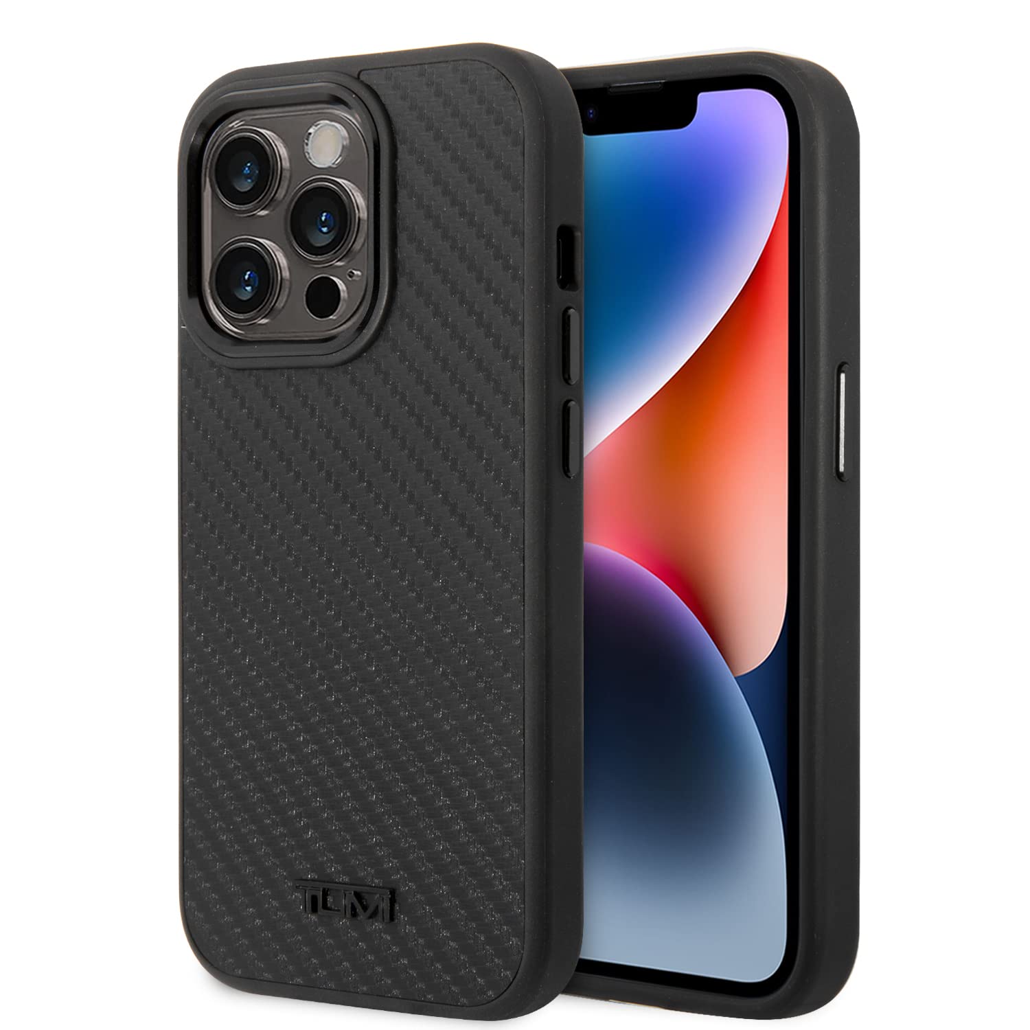 CG MOBILE TUMI Phone Case for iPhone 14 Pro in Black Aluminum Carbon Pattern, Real Protective & Durable Case with Easy Snap-on & Signature Logo