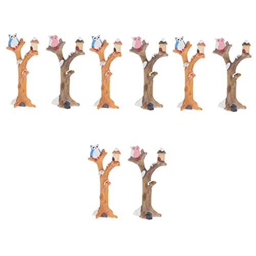 HANABASS 8 pcs Crafts Plant Simulations Bonsai Gardening Figurines Decors Doll Decoration Cartoon Tree Figurine Branch Animals Bird Pots House Decorations Ornaments Potted Mini for