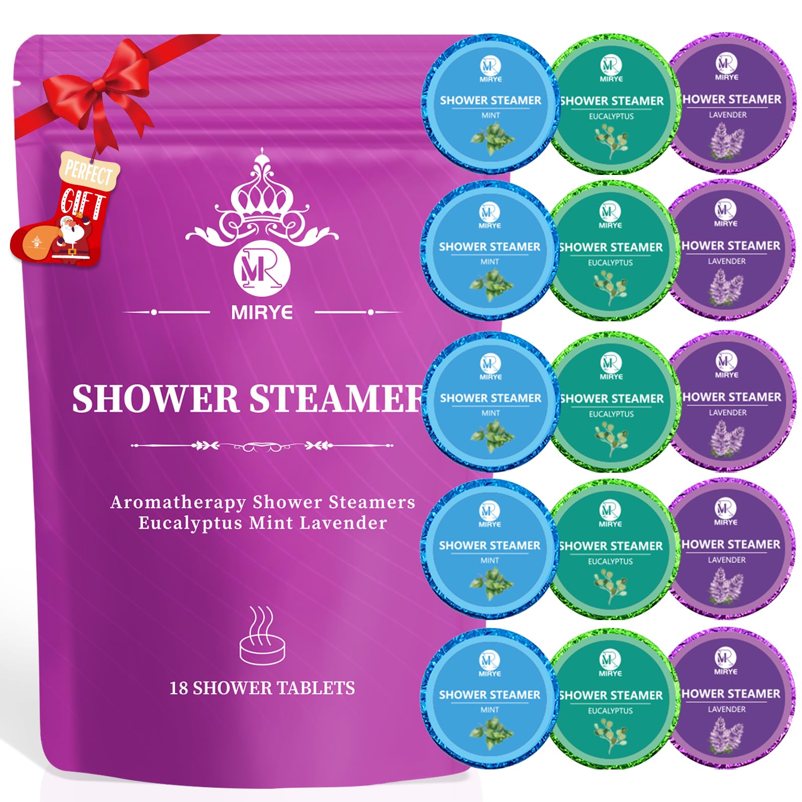 Shower Steamers Aromatherapy Gifts Set for Women, 18-Pack Organic with Eucalyptus Lavender Mint Essential Oil Shower Tablets, Shower Bombs Self Care Gifts for Her, Mom Wife, Lover, Girls