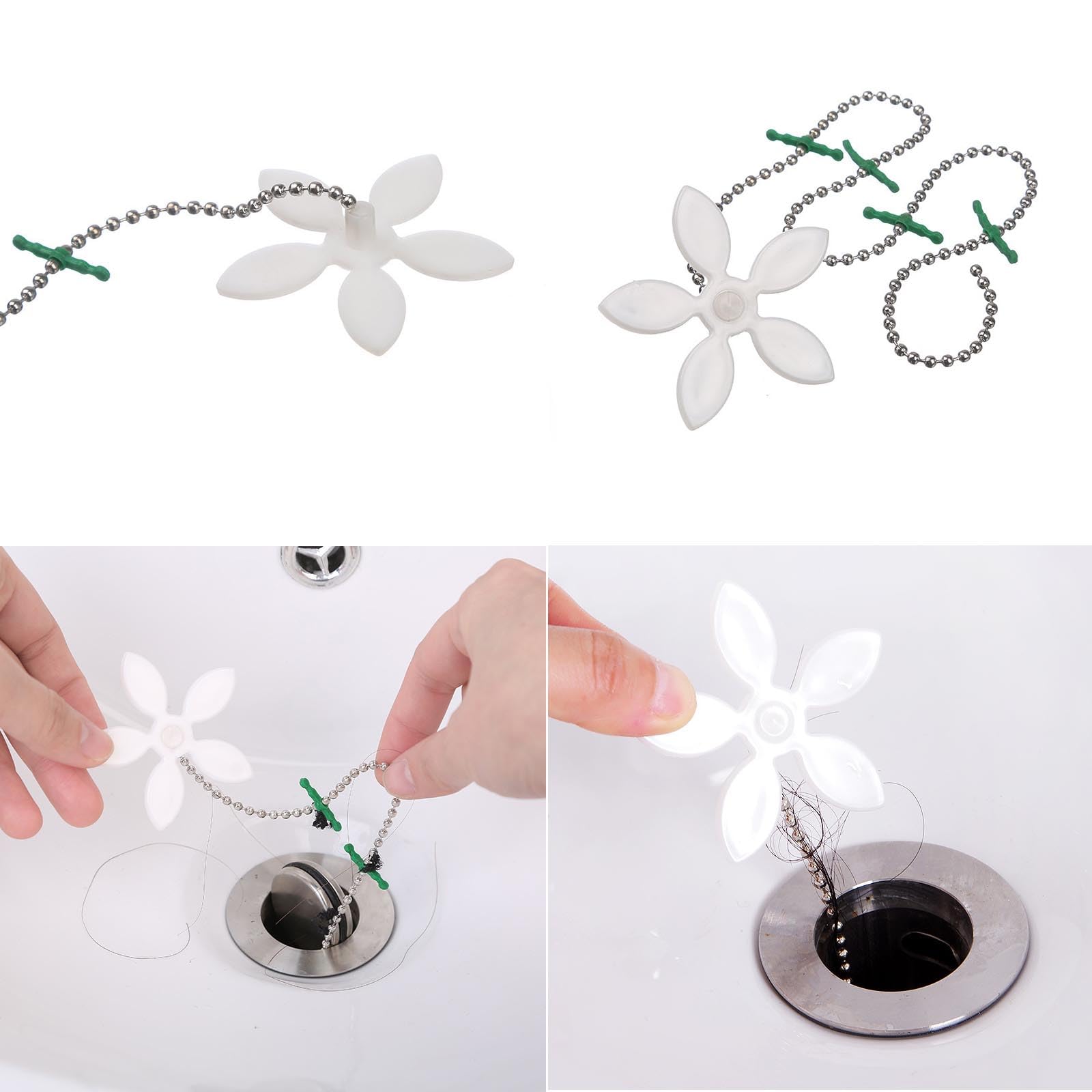 Generic 12 Pack Drain Hair Catcher, Flower Shape Shower Drain Sink Disposable Hair Catchers for Bathroom, Bathtub and Kitchen, Bathtub Sinks Drain Clog Protectors, White