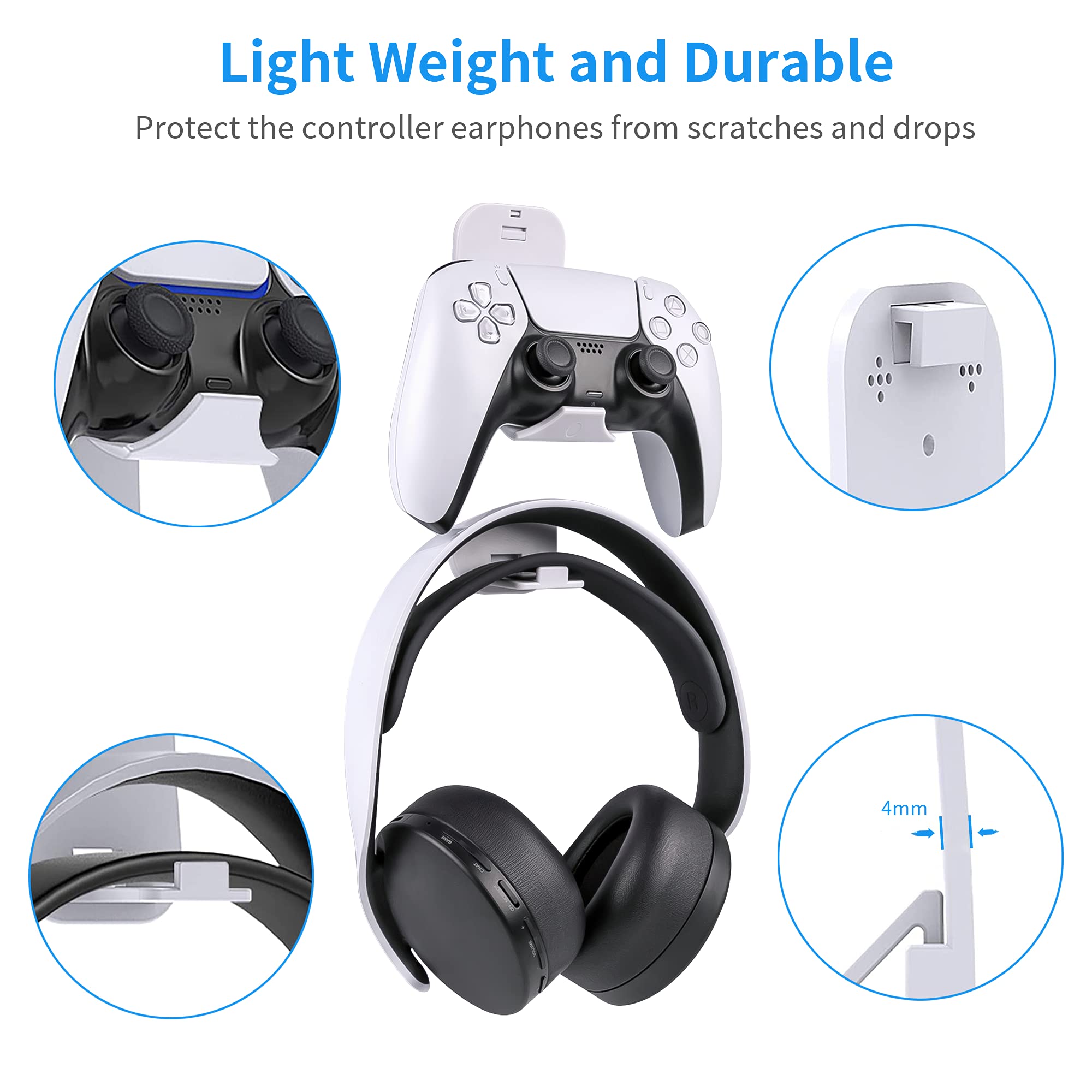 Cybcamo Hanger Holder for PS5 Controller and Headphone, Gaming Controller and Headset Holder Stand for Xbox Series X, Xbox one, PS5, PS4, PS3, Switch, Gamepad, Steam & More