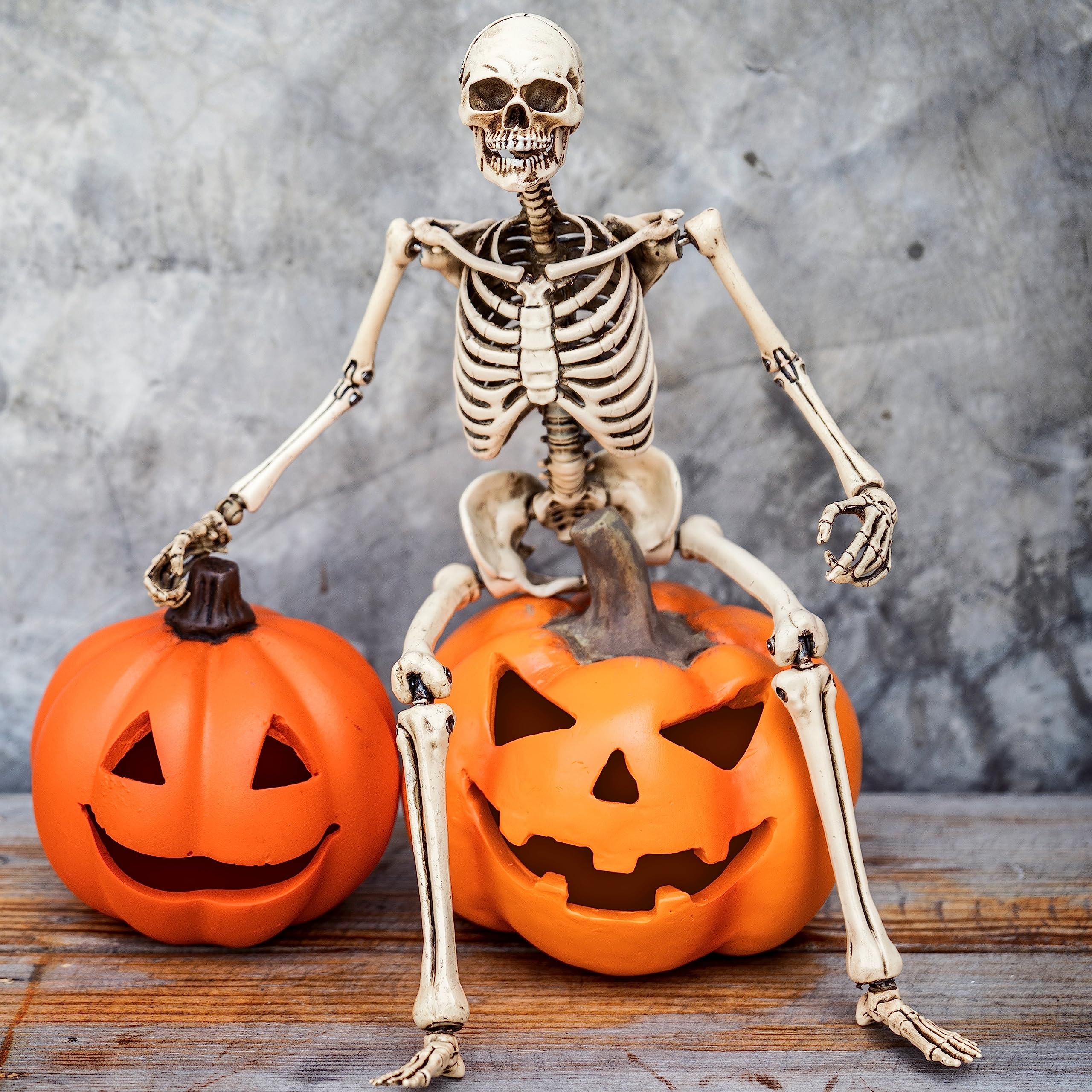 COYOAL Skeletons Decorations, 16'' Posable Plastic Skeleton, Full Body Skeleton with Movable Joints, Realistic Spooky Scary Skeletons for Indoor Party Haunted House Graveyard Props Decor