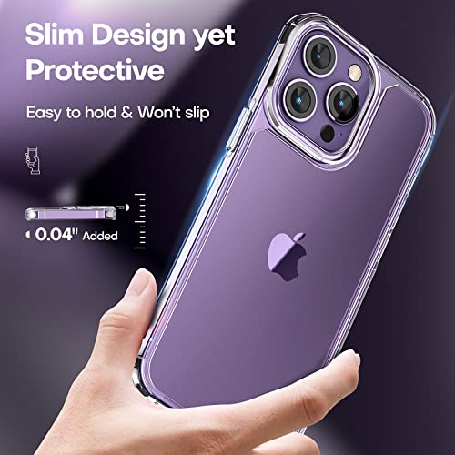 TAURI for iPhone 14 Pro Max Case, [5 in 1] 1X Clear Case [Not-Yellowing] with 2X Tempered Glass Screen Protector + 2X Camera Lens Protector, [Military-Grade Drop Protection] Phone Case 6.7 Inch
