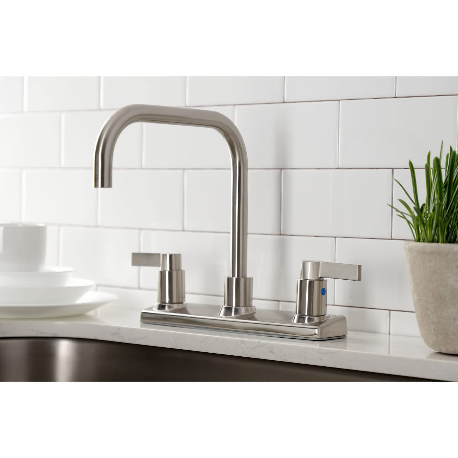 Kingston Brass FB2145NDL NuvoFusion 8" Centerset Kitchen Faucet, Oil Rubbed Bronze