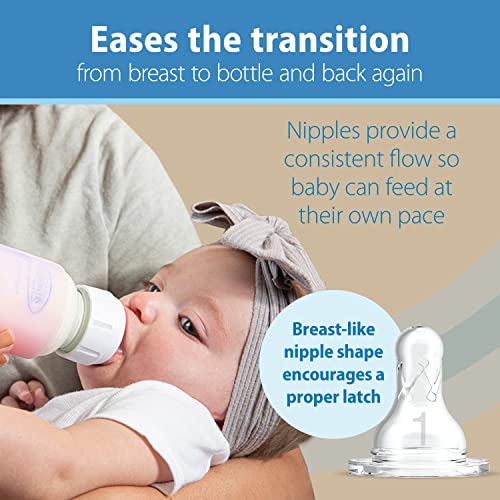 Dr. Brown's Natural Flow® Anti-Colic Options+™ Narrow Glass Baby Bottle Starter Set with Silicone Sleeves,Brush and Soft 100% Silicone HappyPaci™ Pacifier for Newborns