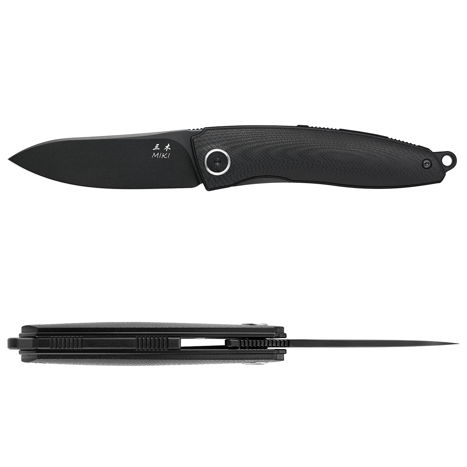 Miki Camping Pocket Folding Japanese Knife for EDC, 2.72" Blade Small Knife, Handle with Black PVD Steel and G10, w/ D2 Black PVD Steel Blade, Camping Outdoor for Everyday Carry