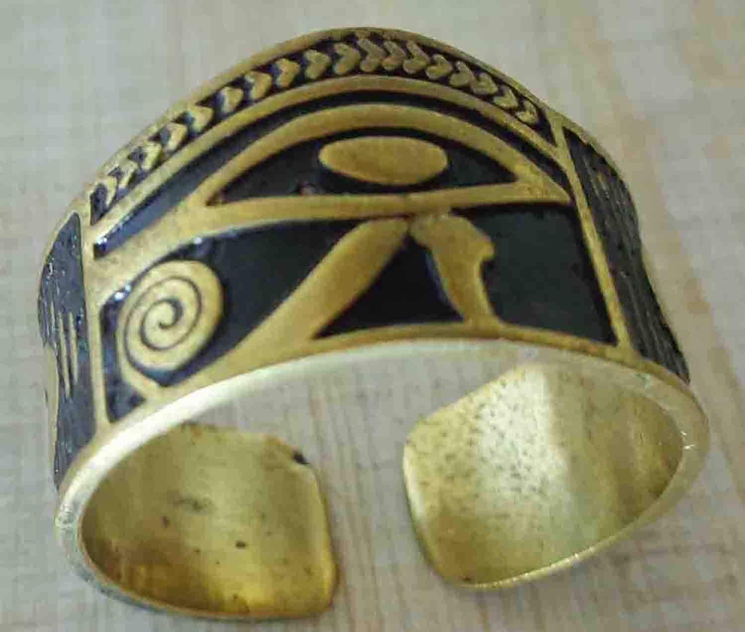 Finger Ring Hieroglyphic Horus Eye Ankh Egyptian Egypt Pharaoh Pharaoh’s Metal Hand Engraved Costume Jewelry Accessory Handmade Engraved