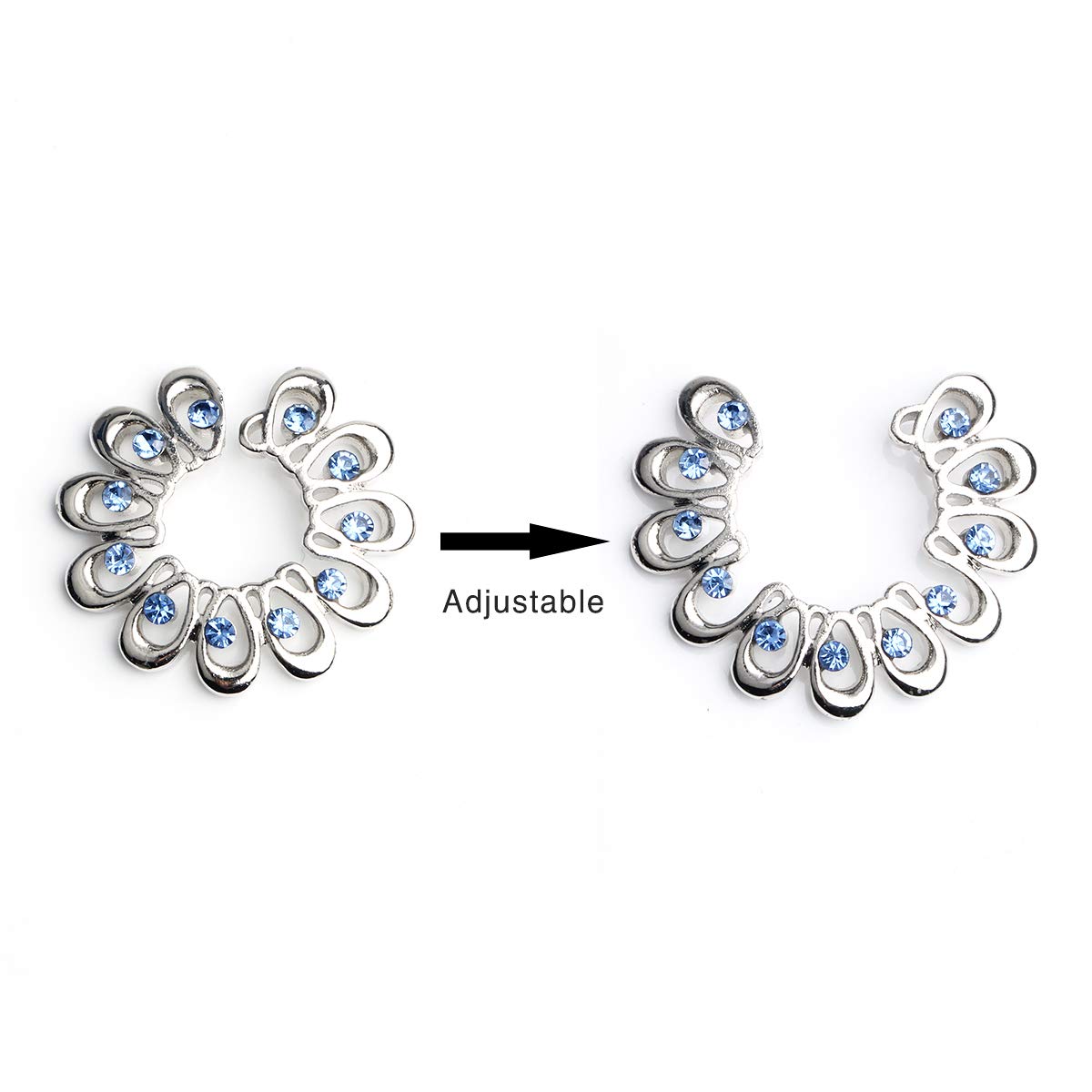 CrazyPiercing 1Pair Surgical Steel Blue Faux Crysta Tribal Floral Clip on Non-Pierce Fake Nipple Ring (Blue)