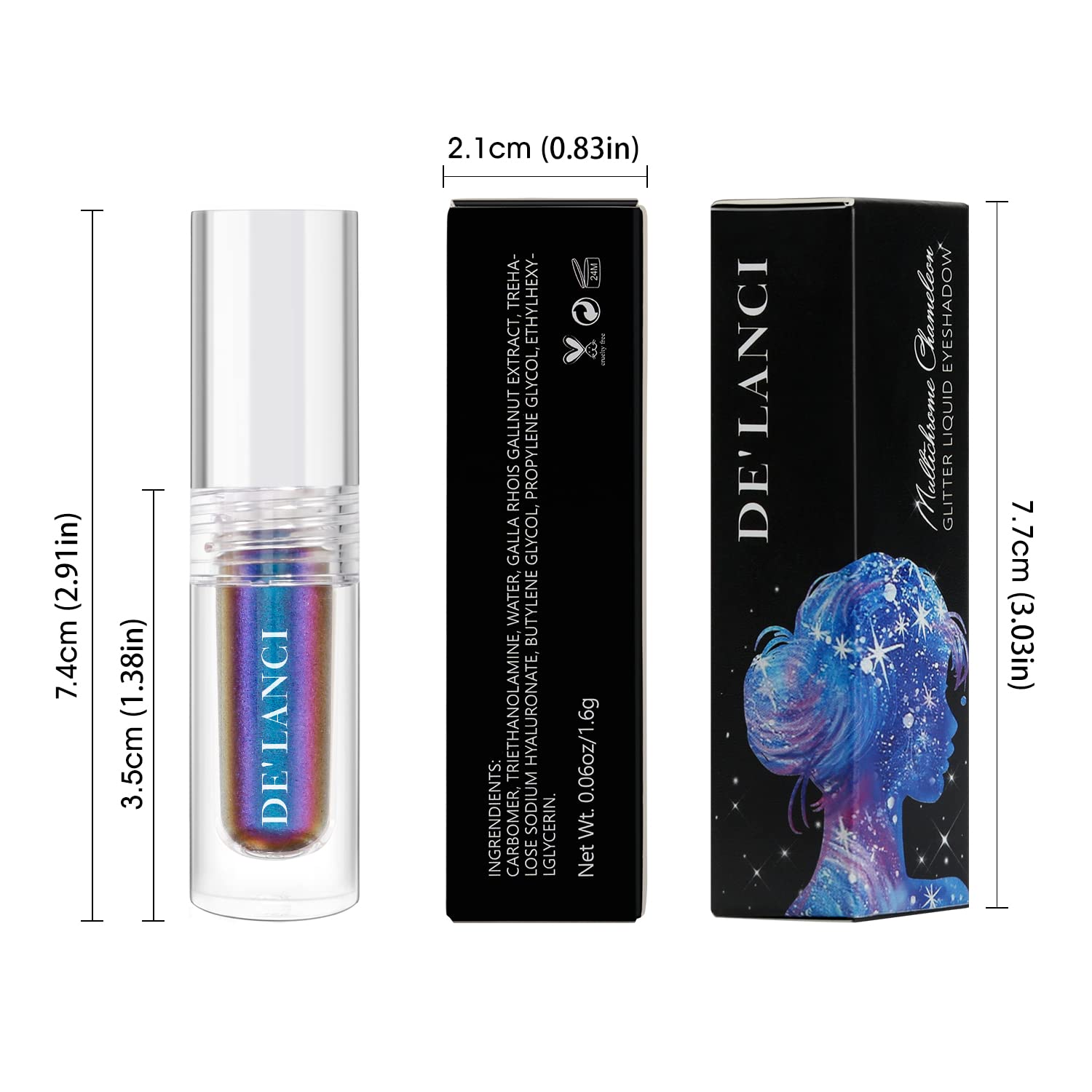Liquid Glitter Eyeshadow, Chameleon Multichrome Purple Blue Holographic Eye Shadow, Intense Color Shifting Metallic Finish Eye Makeup, Long Lasting No Creasing Sparkle Eyeshadow, #05 GALAXY