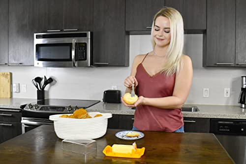 izoi-Plastic Butter Dish with Lid for Countertop and Refrigerator - Butter Keeper, Holder, Tray, Container and Storage Set with Flip-Top, Wide, Small, Covered Design, Food Safe, Dishwasher Safe